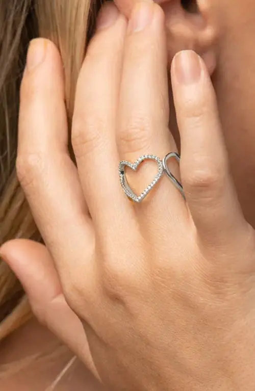 BEARFRUIT JEWELRY 14k Plated Mae Triple Heart Statement Ring - Silver