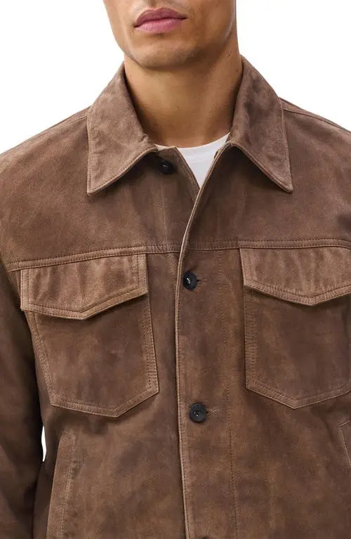 Rag & Bone Goatskin Suede Trucker Jacket - Light Brown