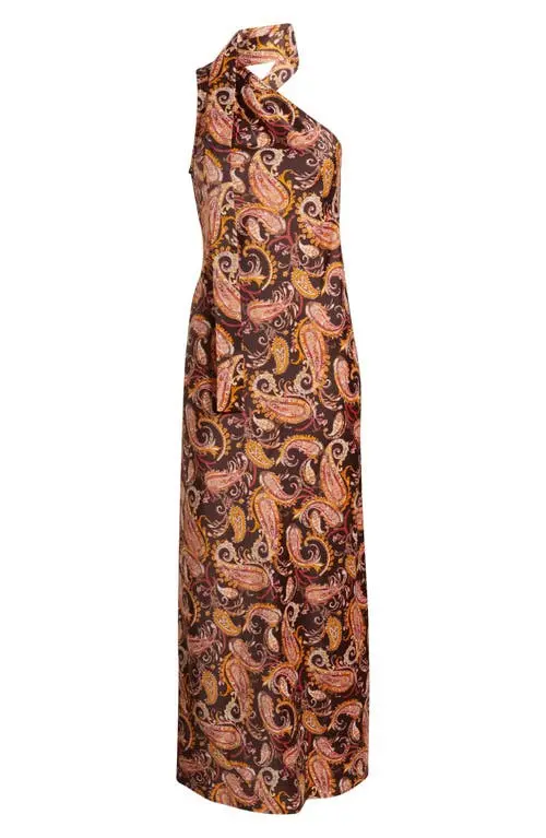 WAYF Catia Paisley One-shoulder Gown
