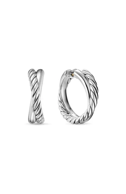 David Yurman Crossover Hoop Earrings - Silver