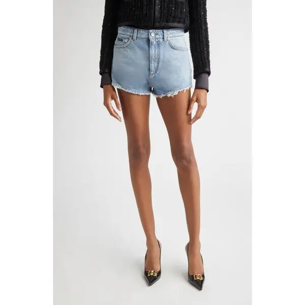 Dolce & Gabbana Frayed Hem Denim Shorts
