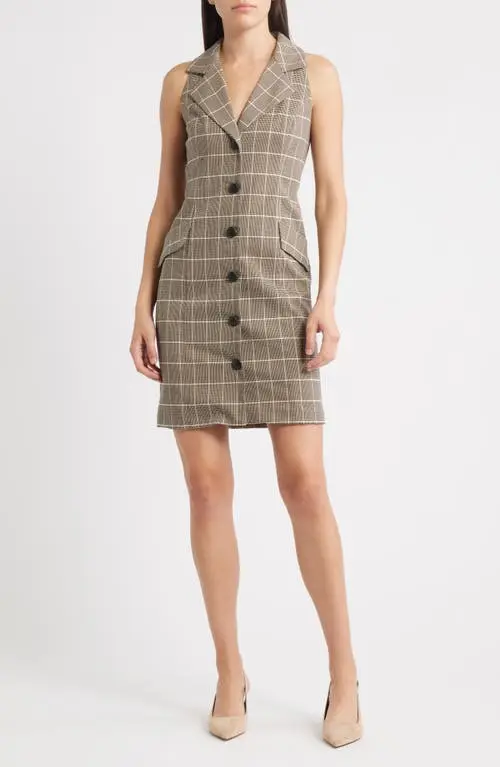 Vince Camuto Windowpane Plaid Coat Dress