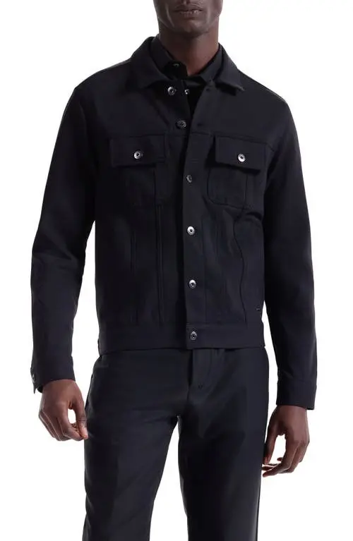 Bugatchi Knit Trucker Jacket - Black