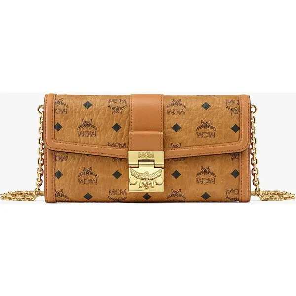 Mcm Tracy Wallet On Chain In Visetos - Cognac