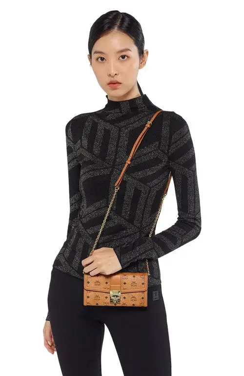 Mcm Tracy Wallet On Chain In Visetos - Cognac