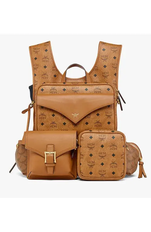 Mcm Visetos Modular Backpack - Cognac