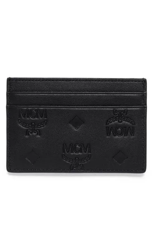 Mcm Aren Card Case In Embossed Monogram Leather