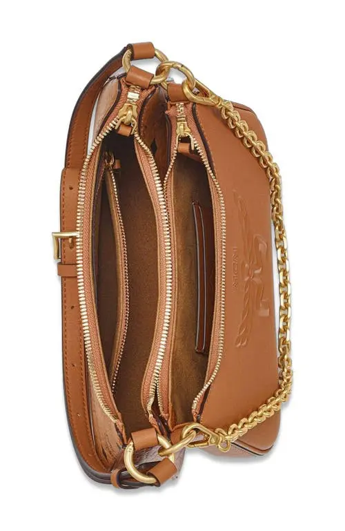 Mcm Aren Duo Hobo In Visetos - Cognac