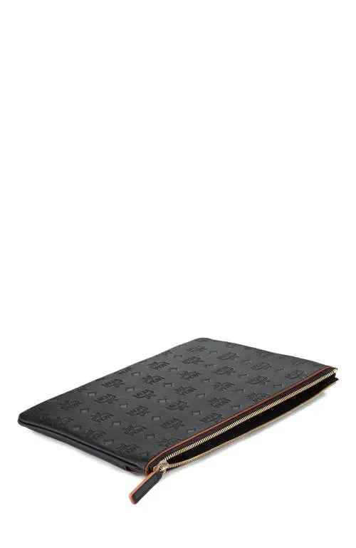 Mcm Monogram Leather Crossbody Pouch - Black