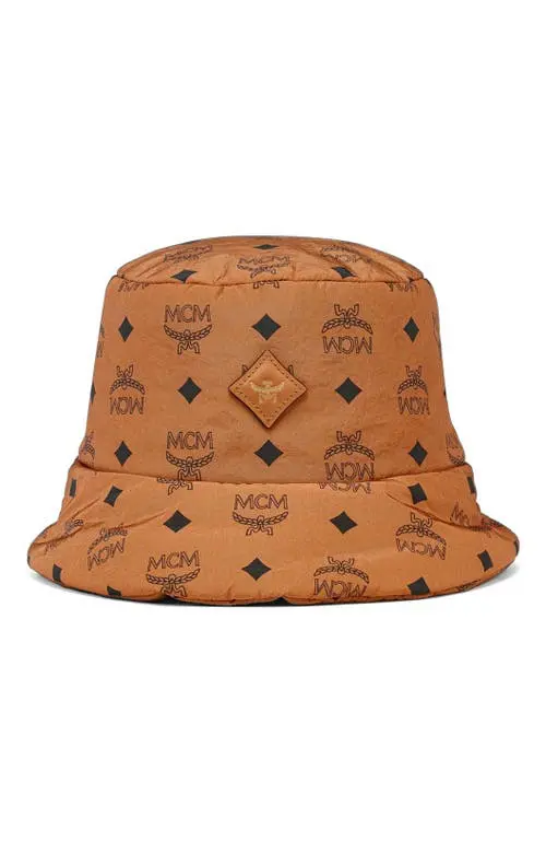 Mcm Padded Bucket Hat - Cognac