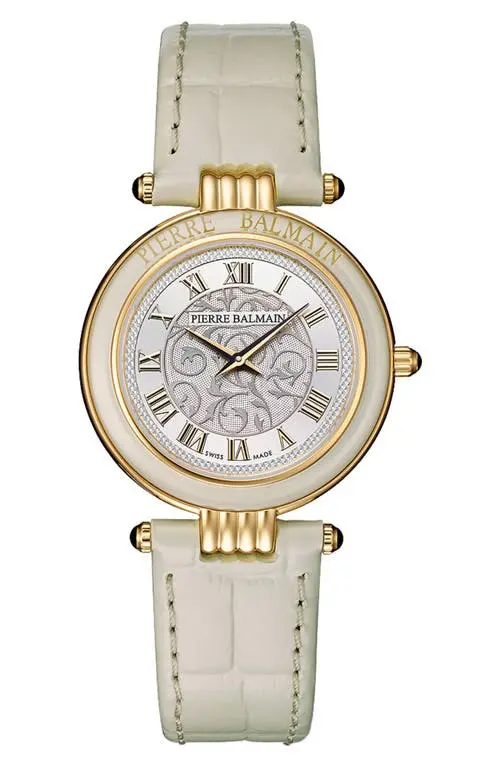 BALMAIN WATCHES Haute Elegance Leather Strap Watch - Stainless Steel With Beige