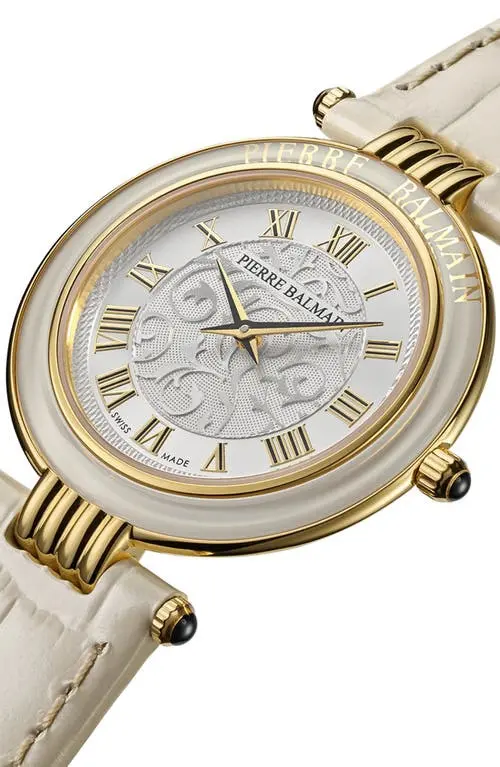 BALMAIN WATCHES Haute Elegance Leather Strap Watch - Stainless Steel With Beige