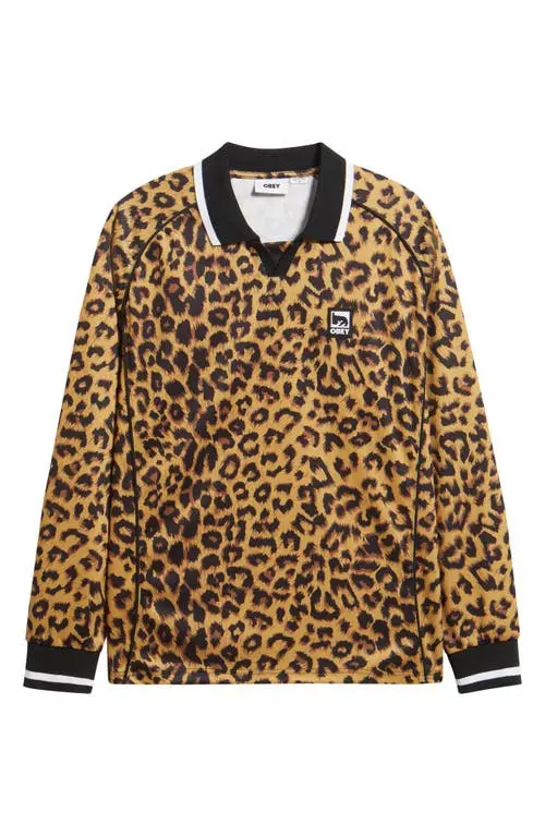 Obey Leopard Print Johnny Collar Soccer Jersey