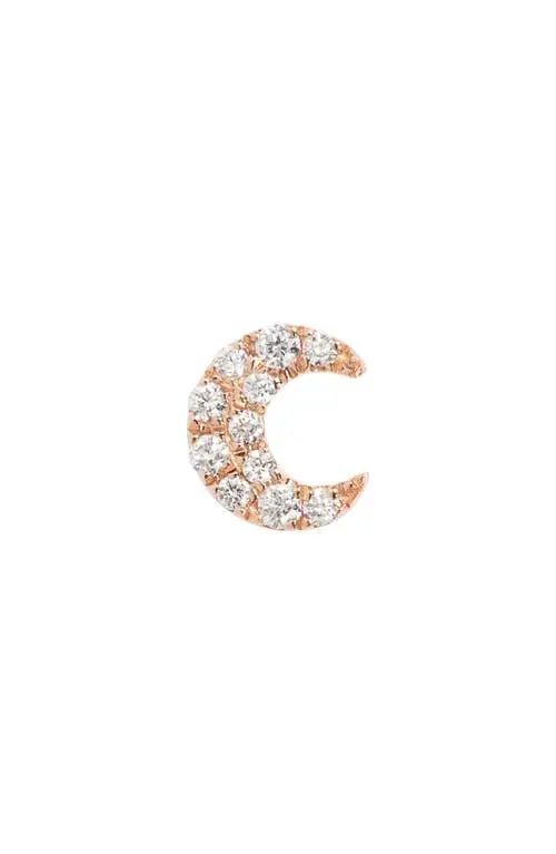 MARIA TASH Small Diamond Moon Stud Earring - Rose Gold