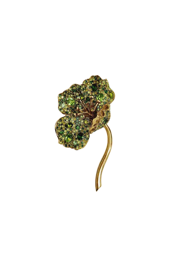 KENNETH JAY LANE Long Stem Flower Pin - Green