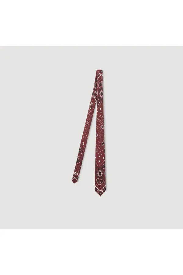 Sandro Silk Paisley Print Neck Tie - Burgundy