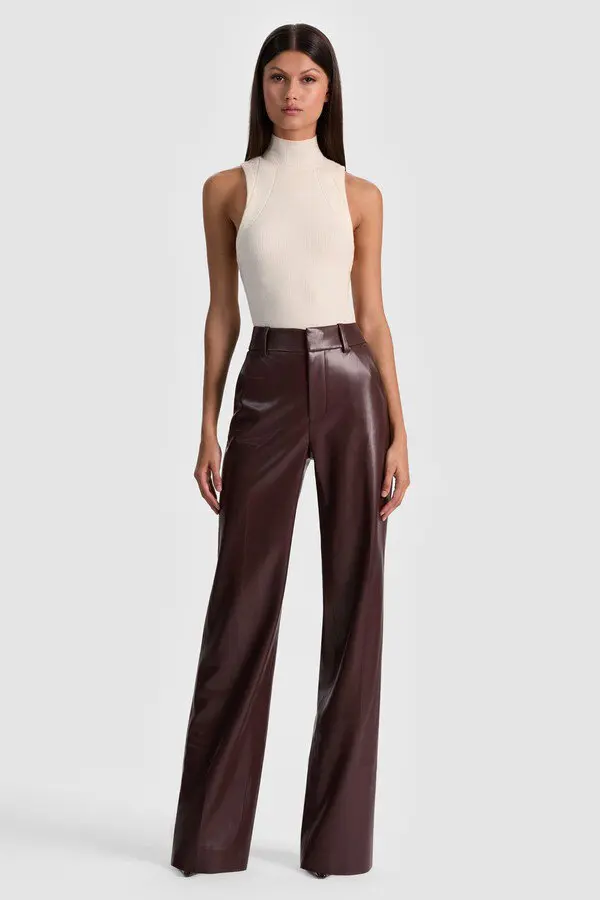 Alice Olivia Alexander Vegan Trouser Brown Pink Yellow