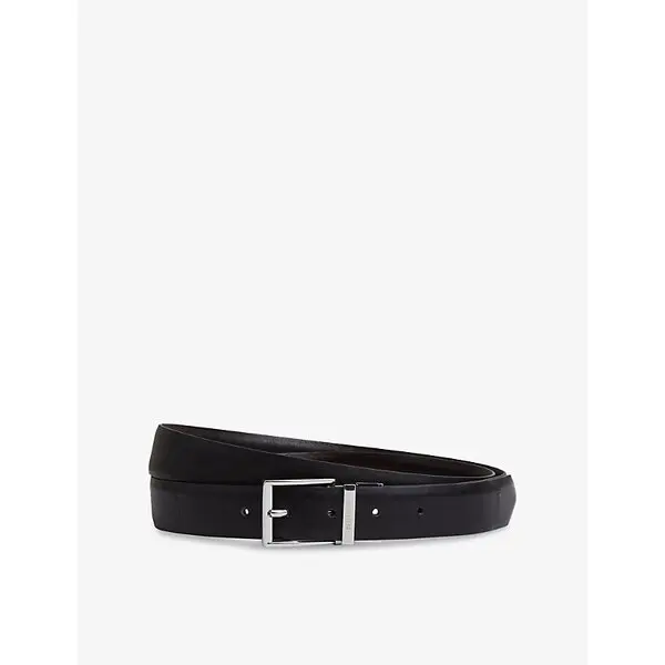 REISS Reign Interchangeable-buckle Reversible Leather Belt - Black Brown