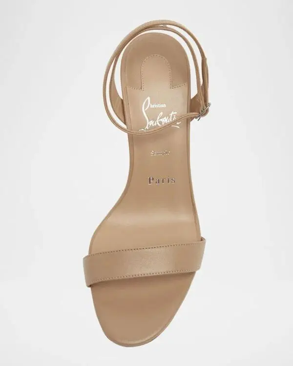CHRISTIAN LOUBOUTIN 80mm Miss Z Leather Sandals - Blush