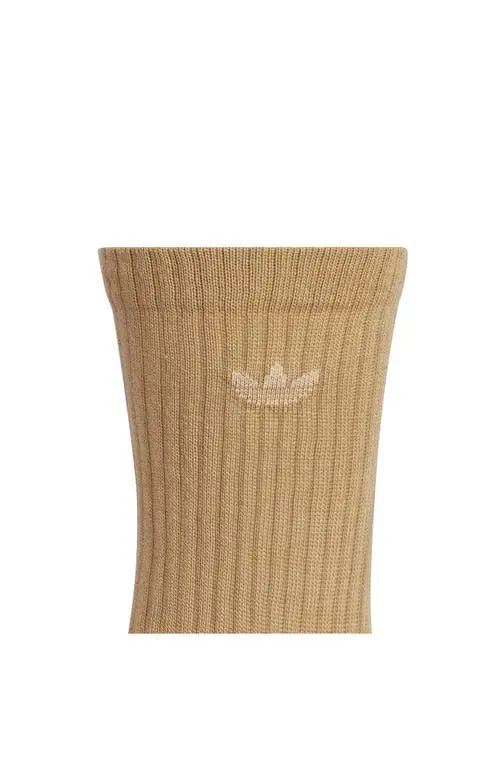 Adidas Assorted 3-pack Trefoil Performance Crew Socks - Brown/heather Grey/ash Blue