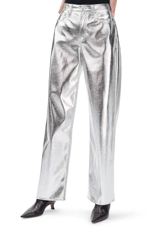 Rag & Bone High-waist Faux Leather Wide-leg Pants - Silvr