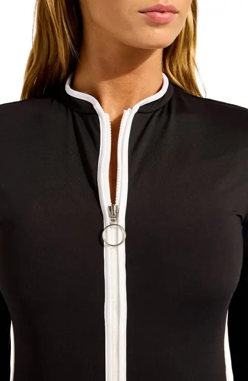 Seafolly Contrast Binding Long Sleeve One-piece Rashguard Swimsuit