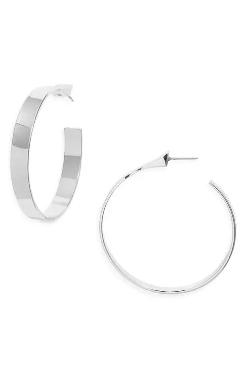 OPEN EDIT Tapered Hoop Earrings - Silver