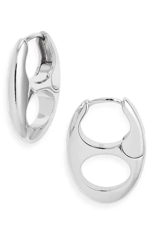 OPEN EDIT Pop Top Huggie Earrings - Silver