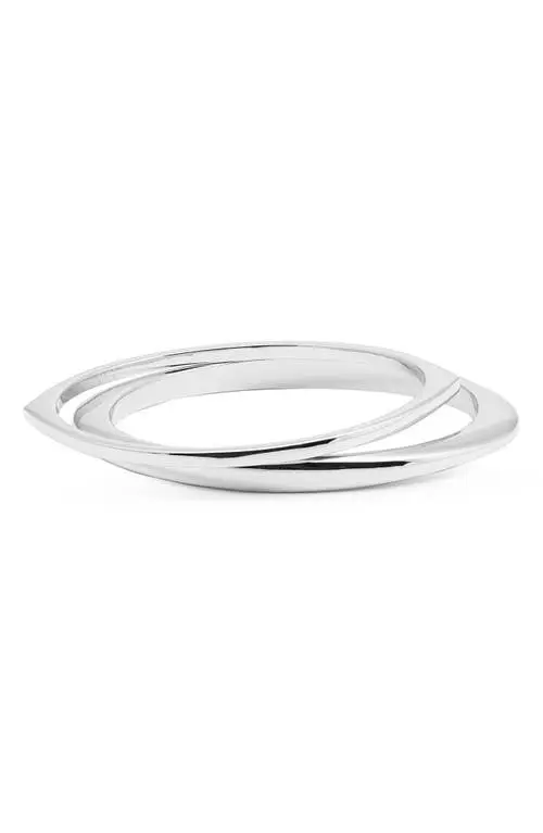 OPEN EDIT Set Of Two Pointed Oval Bangles - Silver