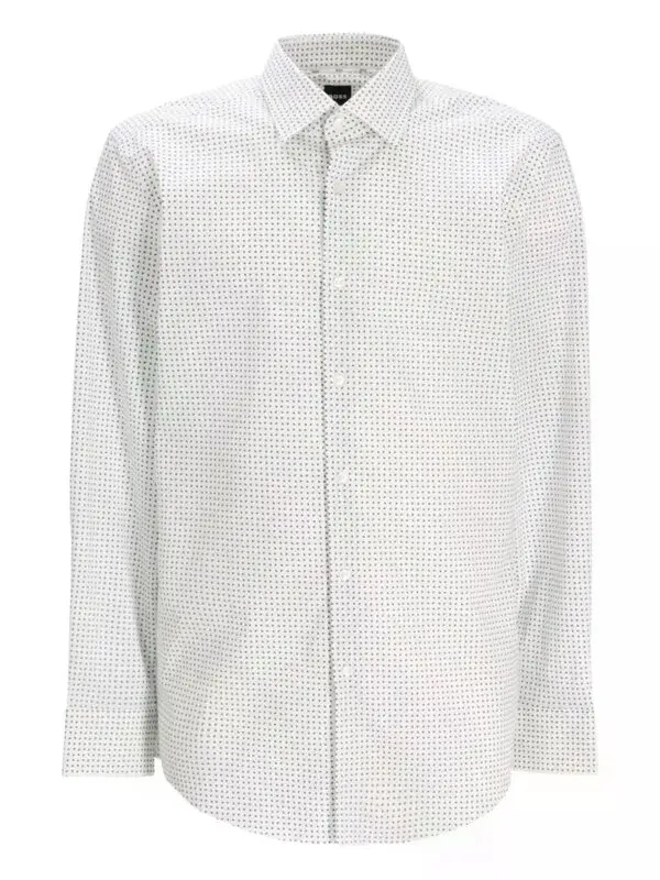 BOSS Micro-pattern Cotton Shirt - White