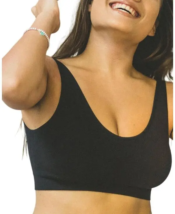 BRABAR Soft Reversible V Crop Top Bralette - Black
