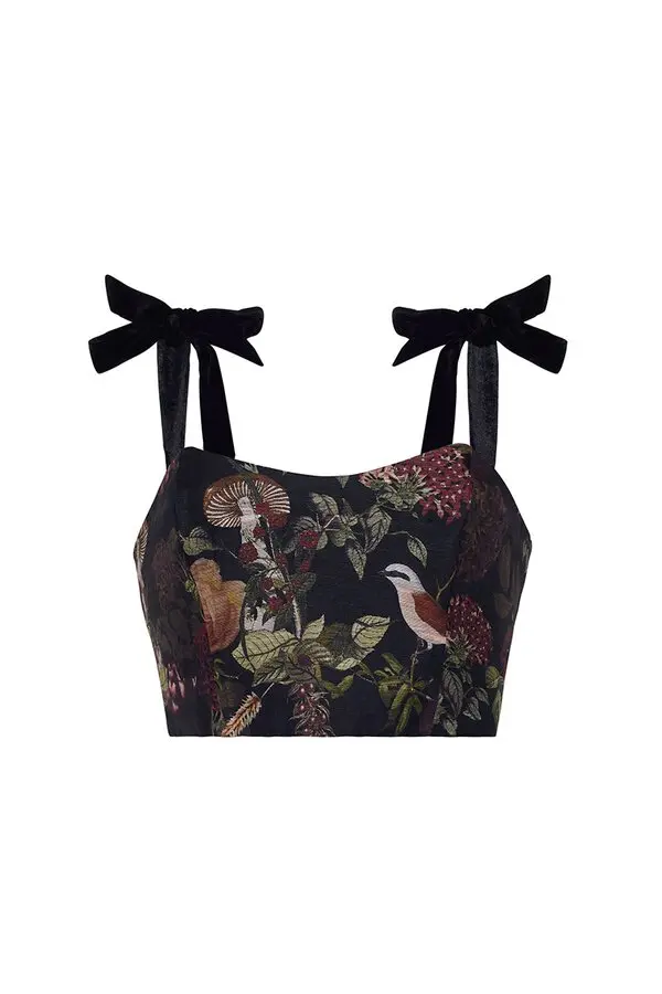 Cara Cara Tira Cropped Top - Woodland Black