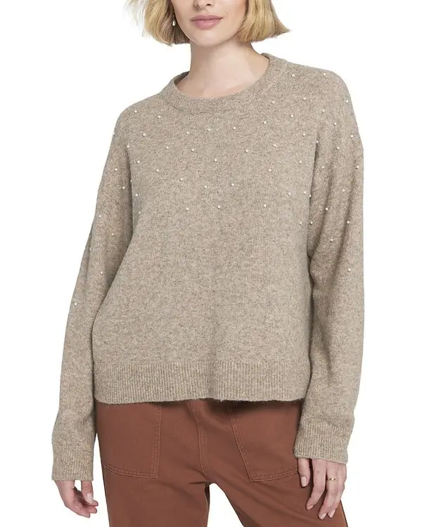 ELLE COLLECTION Pearl-trimmed Crewneck Sweater