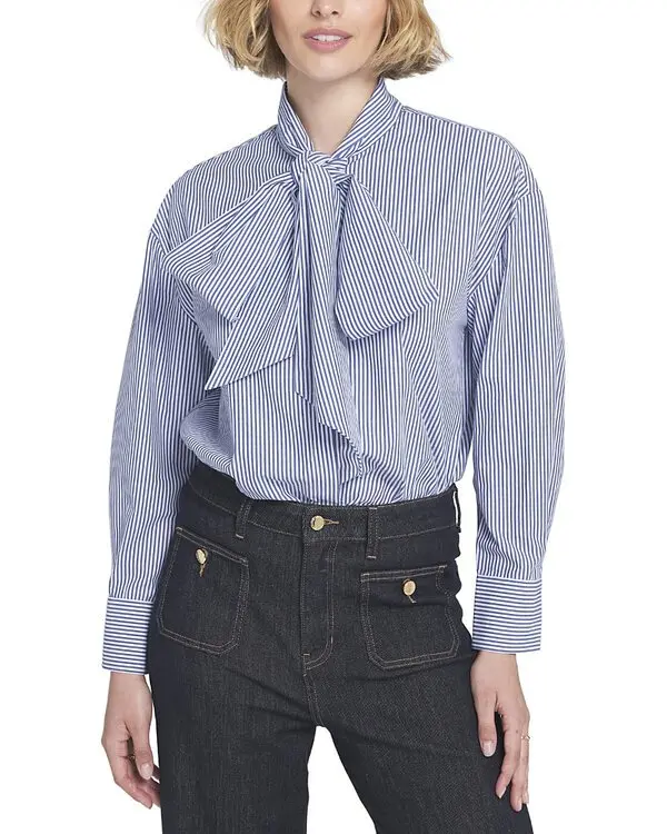 ELLE COLLECTION Striped Bow Shirt