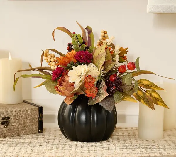 VALERIE PARR HILL Autumnal Floral Centerpiece In Pumpkin Pot Valerie - One-color