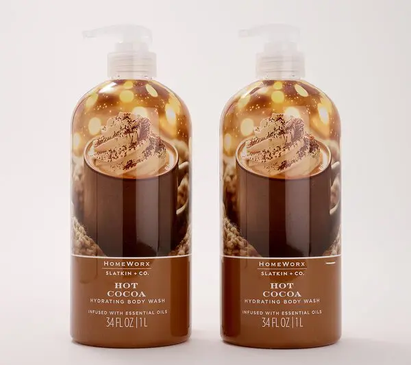 HOMEWORX BY SLATKIN + CO. S/2 34oz Body Wash Hot Cocoa - One-color