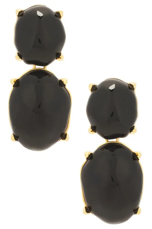Saint Laurent Double Pendant Clip-on Earrings - Or Laiton & Milky Vert