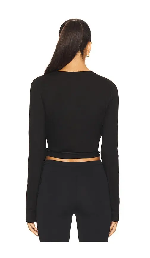 Superdown Charlie Wrap Top Long Sleeve V-neck Jersey