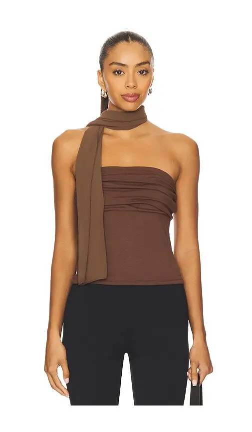 ALL THE WAYS Nataline Top With Scarf - Brown