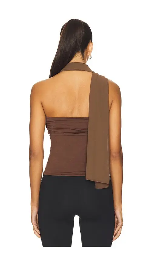 ALL THE WAYS Nataline Top With Scarf - Brown