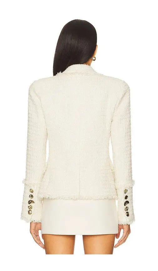 L'Agence Kaisley Fringed Tweed Blazer
