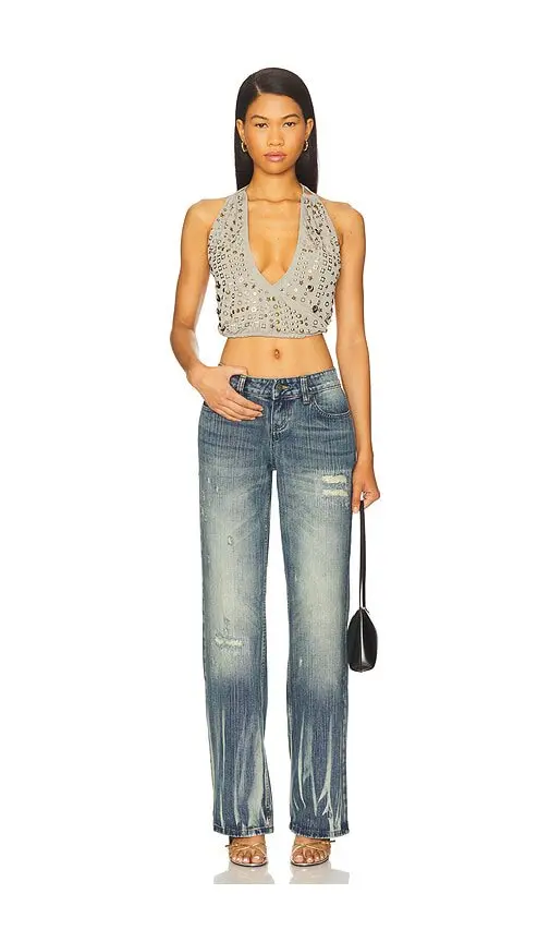 JADED LONDON Crystal Studded Backless Top