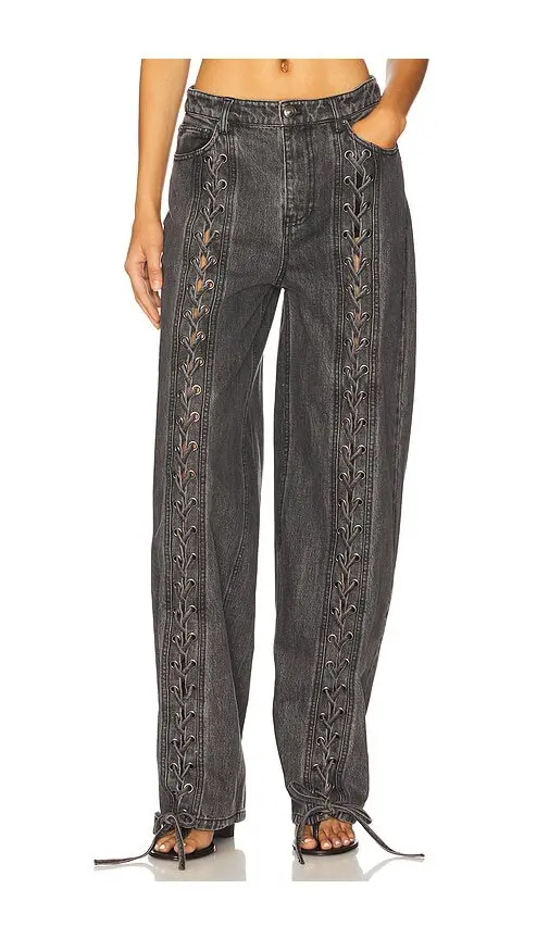 ROTATE BY BIRGER CHRISTENSEN Denim Lace-up Leg Pants