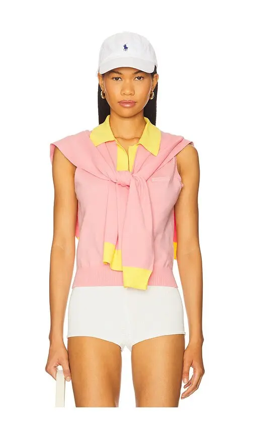 Monse Knitted Polo With Tie Scarf - Powder Pink