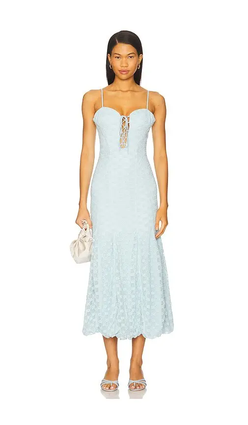 Bardot Delaney Lace Midi Dress Soft Blue