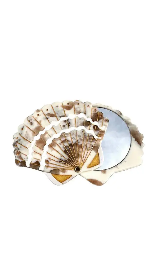SOLAR ECLIPSE Hand-painted Seashell Compact Mirror In Brown - N,a