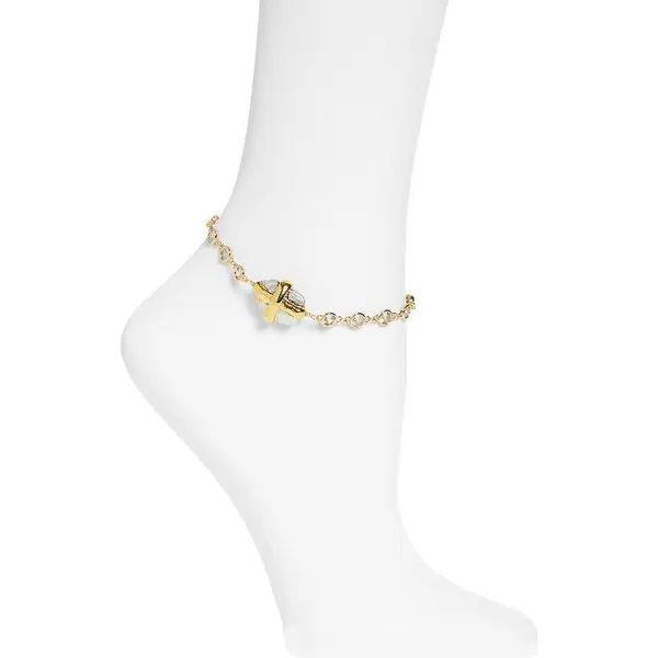 VIDAKUSH Cubic Zirconia & Freshwater Pearl Anklet - Gold