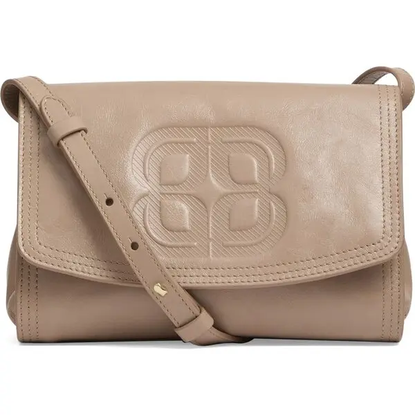 LK BENNETT Embossed Leather Crossbody Bag - Taupe
