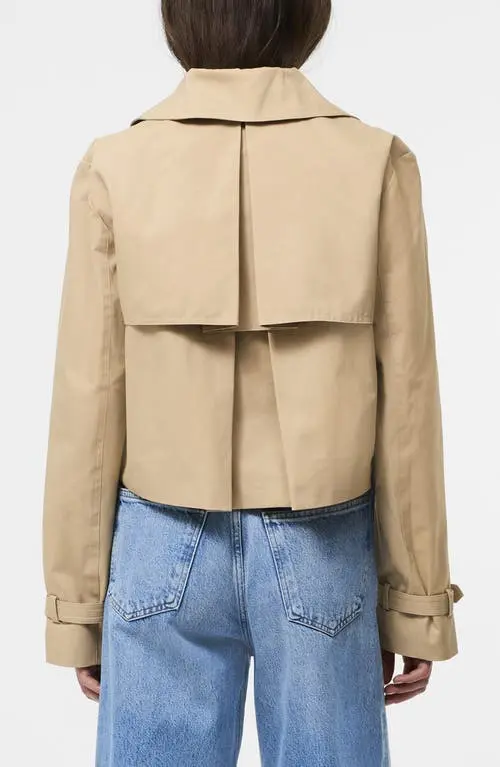 French Connection Crop Cotton Twill Trench Coat