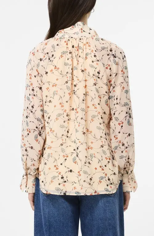 French Connection Leithia Floral Chiffon Tie Neck Top